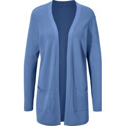 CR&Eacute;ATION L Damen Longstrickjacke in Viskose-Qualit&auml;t mittelblau Gr&ouml;&szlig;e 38