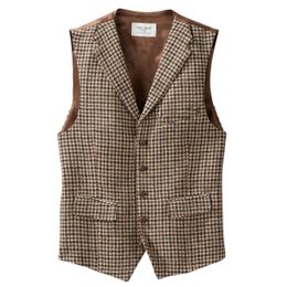 Carl Gross Harris Tweed-Sakko oder -Weste, Weste - 98 - Beige/Braun, Herren, aus Schurwolle