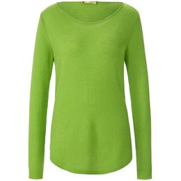 Rundhals-Pullover aus 100% Premium-Kaschmir Fluffy Ears grün