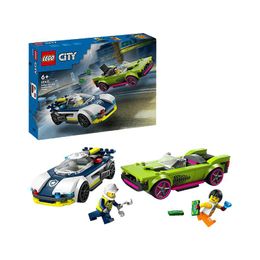 Lego City 60415 Verfolgungsjagd mit Polizeiauto und Muscle Car Bausatz, Mehrfarbig