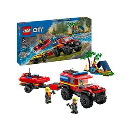 Lego City 60412 Feuerwehrgeländewagen mit Rettungsboot Bausatz, Mehrfarbig