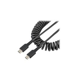 StarTech.com 20in (50cm) USB C Charging Cable Coiled Heavy Duty Fast Charge & Sync USB-C Cable USB 2.0 Type-C Cable Rugged Aramid Fiber Durable Male to Male USB Cable Black