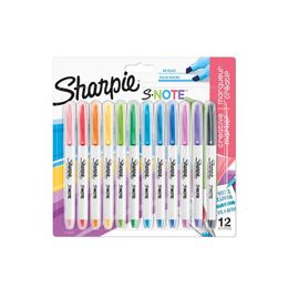 sharpie S-Note Textmarker & Kreative Markerstifte | Schreiben, Malen, Markieren & Mehr | geschmischte Pastellfarben | 2-in-1 Keilspitze (Breit & Fein) | 12 Stück Highlighter