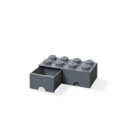 Lego Schublade 8 Noppen, 2 Schubladen, dunkel grau