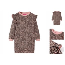 vidaXL A-Linien-Kleid Kinder-Pulloverkleid Leopardenmuster Mittelrosa 116