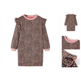 vidaXL A-Linien-Kleid Kinder-Pulloverkleid Leopardenmuster Mittelrosa 128