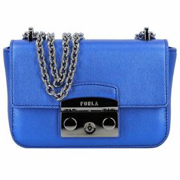 Furla Metropolis Mini Bag Umhängetasche Leder 16 cm blu cobalto
