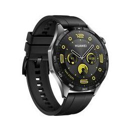 Huawei Watch GT4 46mm (Phoinix-B19F), Smartwatch schwarz, schwarzes Fluorelastomer-Armband Display: 3,63 cm (1,43 Zoll) Kommunikation: NFC Armbandlänge: 140 - 210 mm Touchscreen: mit Touchscreen