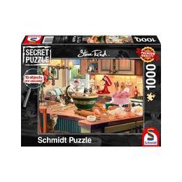 Schmidt Spiele Puzzle Steve Read: Am Küchentisch Secret Puzzle Teile: 1000 Größe: 69,3 x 49,3 cm Altersangabe: ab 12 Jahren Motive: Katzen, Küche, Kuchen, Kekse