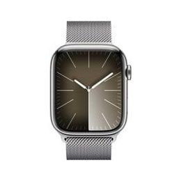 Apple Watch Series 9, Smartwatch silber/silber, Edelstahl, 45 mm, Milanaise Armbamd, Cellular Kommunikation: Bluetooth Touchscreen: mit Touchscreen