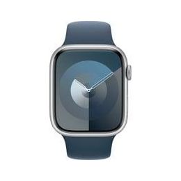 Apple Watch Series 9, Smartwatch silber/dunkelblau, Aluminium, 45 mm, Sportarmband, Cellular Kommunikation: Bluetooth Armbandlänge: 150 - 200 mm Touchscreen: mit Touchscreen