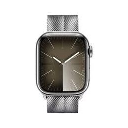 Apple Watch Series 9, Smartwatch silber/silber, Edelstahl, 41 mm, Milanaise Armband, Cellular Kommunikation: Bluetooth Touchscreen: mit Touchscreen