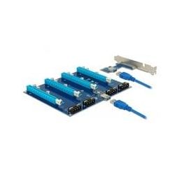 Delock Riser Karte PCI Express x1 > 4 x PCIe x16, Riser Card mit 60 cm USB Kabel