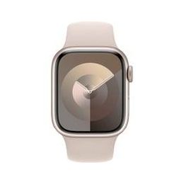 Apple Watch Series 9, Smartwatch Polarstern, Aluminium, 41 mm, Sportarmband, Cellular Kommunikation: Bluetooth Armbandlänge: 150 - 200 mm Touchscreen: mit Touchscreen