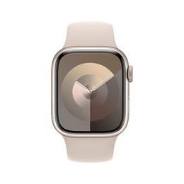 Apple Watch Series 9, Smartwatch Polarstern, Aluminium, 41 mm, Sportarmband, Cellular Kommunikation: Bluetooth Armbandlänge: 130 - 180 mm Touchscreen: mit Touchscreen
