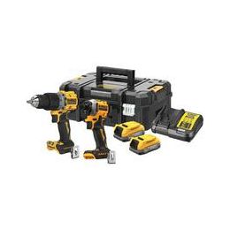 Dewalt POWERSTACK Akku-Kombo-Pack DCK2050E2T, 18Volt, mit Schlagschrauber, Bohrschrauber gelb/schwarz, 2x POWERSTACK Li-Ion-Akku 1,7 Ah, in T STAK Box II Leistung/Spannung: Akku-Betrieb, 18Volt Max. Drehzahl: 2.000 U/min Werkzeug-Aufnahme: Schnellspann-Bohrfutter Betriebsart: Akku