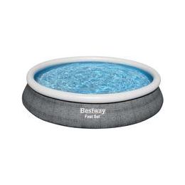 Bestway Fast Set Aufstellpool-Set, Ø 457cm x 84cm, Schwimmbad schiefer, mit Filterpumpe Wasserinhalt: 9.677 Liter Wassertiefe max.: 74 cm Filtersystem: Kartuschenfilter, 2.006 l/h Aufbau: Ablassventil