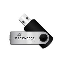 MediaRange Flexi-Drive 8 GB, USB-Stick schwarz/silber, USB-A 2.0, Ohne Logo