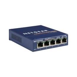 Netgear GS105GE, Switch blau, Retail Gerätetyp: Switch LAN: 10/100/1000 MBit/s, Auto-MDI/MDIX Anschlüsse: 5x RJ-45 (LAN) gesamt