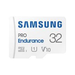 Samsung PRO Endurance 32 GB microSDHC (2022), Speicherkarte weiß, UHS-I U1, Class 10, V10 Kapazität: 32 GB Geschwindigkeit: Lesen: max. 100 MB/s, Schreiben: max. 30 MB/s Speichertyp: microSDHC Bus-Schnittstelle: UHS-I, High Speed