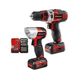 Einhell Akku-Bohrschrauber TE-CD 12/1 +22+CL, 12Volt rot/schwarz, 2x Li-Ionen Akku 2Ah, 22-teiliges Bit- und Bohrerset + Akku-Leuchte Leistung/Spannung: Akku-Betrieb, 12Volt Max. Drehzahl: 1.400 U/min Getriebe: 2-Gang-Getriebe Drehmoment: 30 Nm