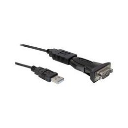 Delock USB 2.0 Adapter, USB-A Stecker > Seriell RS-232 Stecker schwarz, inkl. 80cm Verlängerungskabel Verwendung: Zum Verbinden eines seriellen Modems über USB Anschlüsse: 1x USB-A (Stecker) auf 1x 9-Pin-Seriell (Stecker) Version: USB 2.0