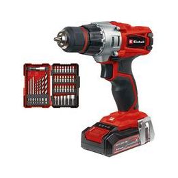 Einhell Akku-Bohrschrauber TE-CD 18/2 Li +39 rot/schwarz, Li-Ionen Akku 2,5Ah, Koffer, 39-teiliges Bit- und Bohrer-Set Leistung/Spannung: Akku-Betrieb, 18Volt Max. Drehzahl: 1.250 U/min Getriebe: 2-Gang-Getriebe Drehmoment: 44 Nm