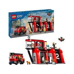 Lego 60414 City Feuerwehrstation mit Drehleiterfahrzeug, Konstruktionsspielzeug Serie: City Teile: 843 -teilig Altersangabe: ab 6 Jahren Material: Kunststoff