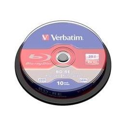 Verbatim BD-RE 25 GB, Blu-ray-Rohlinge 2fach, 10 St&uuml;ck, White Blue Surface, Lite Retail