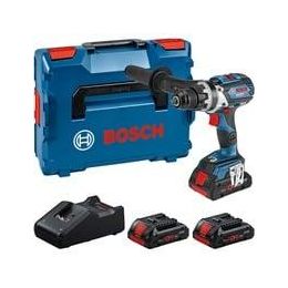 Bosch Akku-Bohrschrauber GSR 18V-110 C Professional, 18Volt blau/schwarz, 3x Akku ProCORE18V 4,0Ah, L-BOXX Leistung/Spannung: Akku-Betrieb, 18Volt Max. Drehzahl: 2.100 U/min Getriebe: 2-Gang-Getriebe Drehmoment: 110 Nm