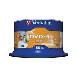 Verbatim DVD-R 4,7 GB, DVD-Rohlinge 16fach, 50 Stück Anzahl der Medien: 50 Stück Verpackung: Spindel Bedruckbar: Ja Verwendung: für DVD-Brenner