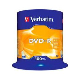 Verbatim DVD-R 4,7 GB, DVD-Rohlinge 16fach, 100 Stück Anzahl der Medien: 100 Stück Verpackung: Spindel Bedruckbar: Nein Verwendung: für DVD-Brenner
