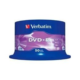 Verbatim DVD+R 4,7 GB, DVD-Rohlinge 16fach, 50 Stück Anzahl der Medien: 50 Stück Verpackung: Spindel Bedruckbar: Nein Verwendung: für DVD-Brenner