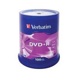 Verbatim DVD+R 4,7 GB, DVD-Rohlinge 16fach, 100 Stück Anzahl der Medien: 100 Stück Verpackung: Spindel Bedruckbar: Nein Verwendung: für DVD-Brenner