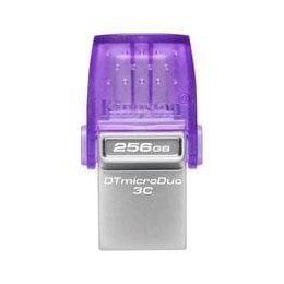 Kingston DataTraveler microDuo 3C 256 GB, USB-Stick violett/transparent, USB-A 3.2 Gen 1, USB-C 3.2 Gen 1
