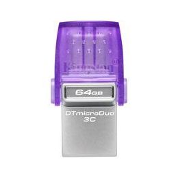 Kingston DataTraveler microDuo 3C 64 GB, USB-Stick violett/transparent, USB-A 3.2 Gen 1, USB-C 3.2 Gen 1