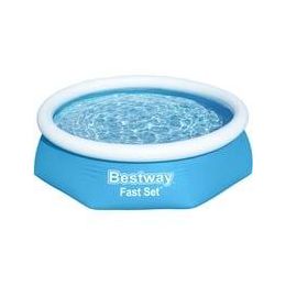 Bestway Fast Set Aufstellpool, Ø 244cm x 61cm, Schwimmbad blau/hellblau Wasserinhalt: 1.880 Liter Wassertiefe max.: 51 cm Aufbau: Ablassventil