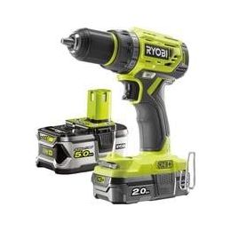 Ryobi Akku-Bohrschrauber R18DD7-252S, 18Volt grün/schwarz, 1x Li-Ionen Akku 2,0Ah, 1x Li-Ionen Akku 5,0Ah Leistung/Spannung: Akku-Betrieb, 18Volt Max. Drehzahl: 1.800 U/min Getriebe: 2-Gang-Getriebe Drehmoment: 60 Nm