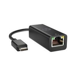 HP USB Adapter, USB-C Stecker > RJ-45 Buchse schwarz, 10cm, Gigabit LAN 10/100/1.000 Mbit/s