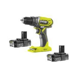 Ryobi ONE+ Akku-Bohrschrauber R18DD2-220S, 18Volt gr&uuml;n/schwarz, 2x Li-Ionen Akku 2,0Ah, Tasche