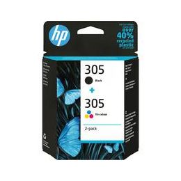 HP Tinte 2er-Pack Nr. 305 (6ZD17AE) Typ: Tintenpatrone Druckfarbe: Schwarz, Gelb, Cyan, Magenta Volumen: 120 Blatt (Schwarz/ISO), 100 Blatt (Farbe/ISO) Geeignet für: Hewlett-Packard