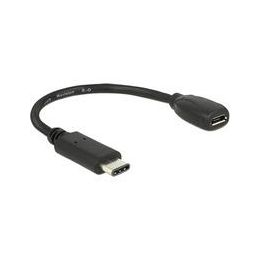 Delock USB 2.0 Adapter, USB-C Stecker > Micro-USB Buchse schwarz, 15cm