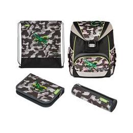 Herlitz UltraLight Plus Camo Dragon, Schulranzen grau/braun, inkl. 16 tlg. Schüleretui, Faulenzermäppchen, Sportbeutel Typ: Ranzen - Schule Material: Polyester Kapazität: 15 Liter Volumen