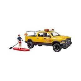 Bruder RAM 2500 Power Wagon Life Guard, Modellfahrzeug gelb/schwarz, Inkl. Figur, Stand Up Paddle und Light & Sound Modul