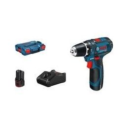 Bosch Akku-Bohrschrauber GSR 12V-15 Professional, 12 Volt blau/schwarz, 2x Li-Ionen Akku 2,0Ah, in L-BOXX