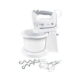 Bosch ErgoMixx standn''bowl MFQ 36460, Handmixer weiß/grau, inkl. Kunststoffrührschüssel Leistung: 450 Watt Geschwindigkeit: 5-stufig regelbar Ausstattung: Knethaken, Rührbesen, ergonomischer Griff Funktionen: Turbostufe, Momentstufe, Impulsstufe, Auswurftaste