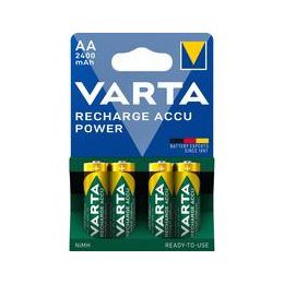 Varta Recharge Accu Power AA, Akku 4 Stück, AA Technologie: Nickel-Metallhydrid-Akku Kapazität: 2,4 Ah Spannung: 1,2 Volt Anzahl: 4 Stück
