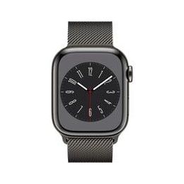 Apple Watch Series 8, Smartwatch graphit, 41 mm, Milanaise Armband, Edelstahl-Gehäuse, LTE Kommunikation: Bluetooth 5.0, NFC Armbandlänge: 130 - 200 mm Touchscreen: mit Touchscreen