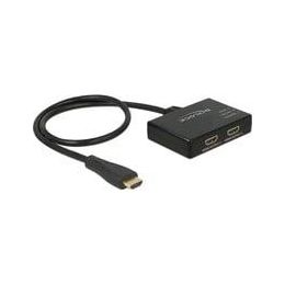 Delock Splitter 1x HDMI Stecker > 2x HDMI out 4K, HDMI Splitter schwarz, 60cm