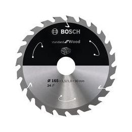 Bosch Kreissägeblatt Standard for Wood, Ø 165mm, 24Z Bohrung 30mm, für Akku-Handkreissägen Materialeignung: Holz Maße: Ø 165 mm Bohrung: 30 mm